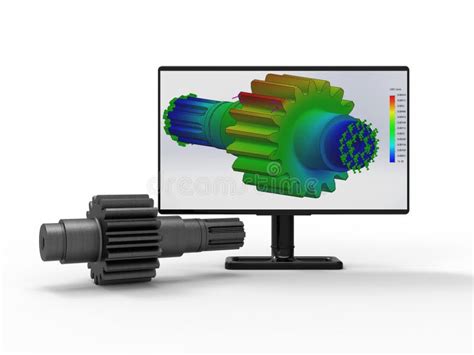 3D Rendering Shaft Finite Element Analysis Simulation Stock