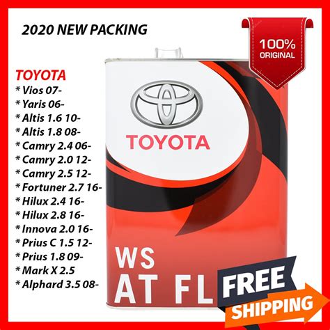 100 Original Toyota Atf Auto Gear Oil Ws 4l Vios Altis Camry