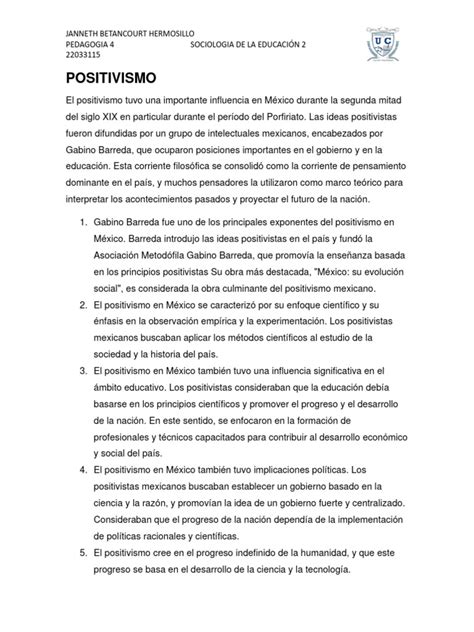 Positivismo Pdf Positivismo México