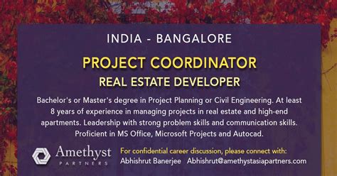 Amethyst Partners On Linkedin Projectcoordinator Realestatedeveloper