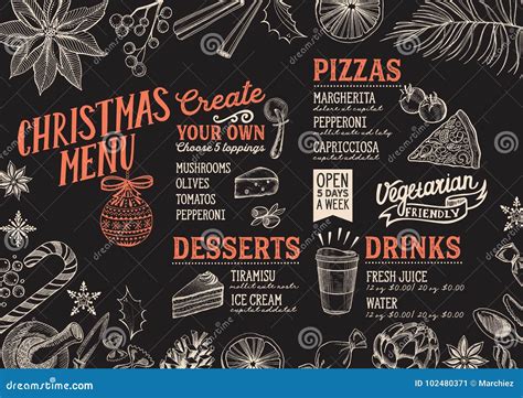 Christmas Menu Food Template For Restaurant Stock Vector