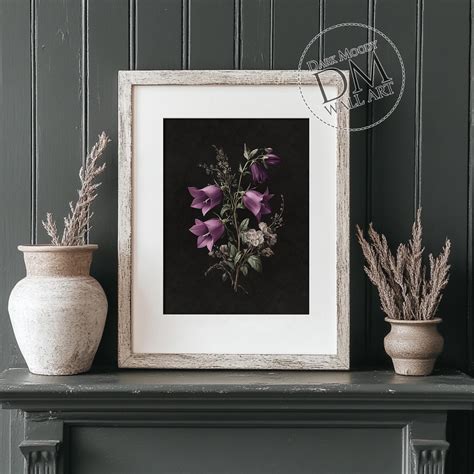 Purple Bellflower Wall Art Printable Moody Botanical Floral Print