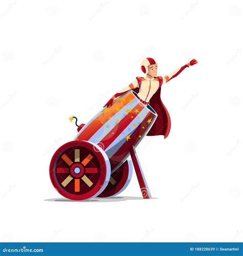 Big Top Circus Human Cannonball Cartoon Vector Stock Vector