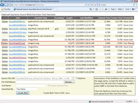 oakleaf systems windows azure blob test harness project is live