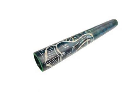 Green Ganesha Design Stone Chillum Smoking Pipe Sadhu Chillum 6 Inch