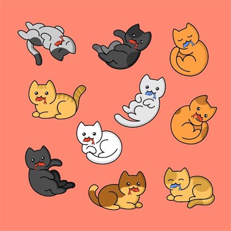 Premium Vector Mascot Vector Illustration Of Various Cute Cat Poses