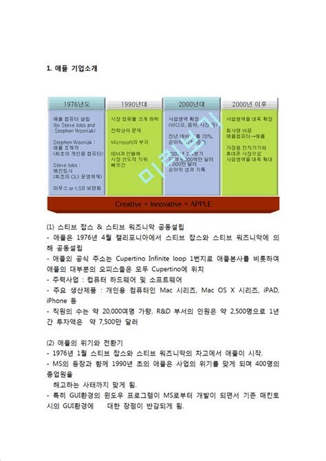 애플 Apple 기업분석과 Swot분석및 애플 마케팅전략과 브랜드전략분석및 애플 미래전망과 시사점제조생산기업분석