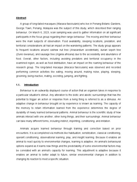 Understanding The Ranging Behaviour Of Long Tailed Macaques Through An