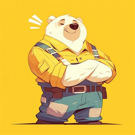 Premium Vector A Soulful Bear Electrician Cartoon Style