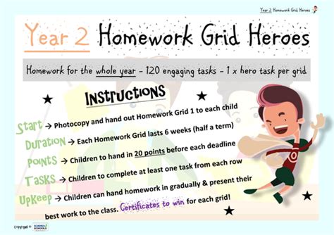 Year 2 Homework Grid Heroes Teaching Resources