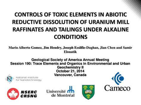 Pdf Controls Of Toxic Elements In Abiotic Reductive Dissolution Of Uranium Mill Raffinates And