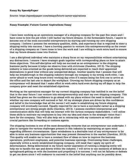 📌 Essay Example Future Career Aspirations