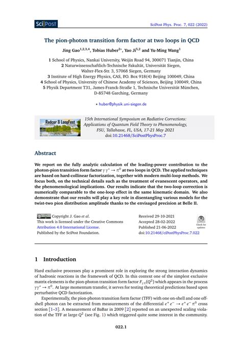 Pdf The Pion Photon Transition Form Factor At Two Loops In Qcd