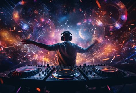 Premium Photo Dj Playing And Mixing Music In Nightclub Party At Night