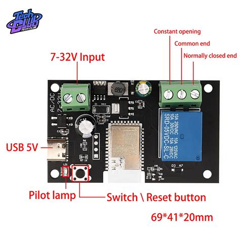 Ac Dc 7v 32v Usb 5v Smart Wifi Switch Mesh Esp32 Ethernet Relay Board