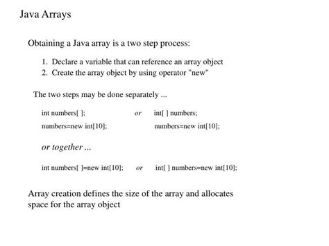 Ppt Array Creation Defines The Size Of The Array And Allocates Space