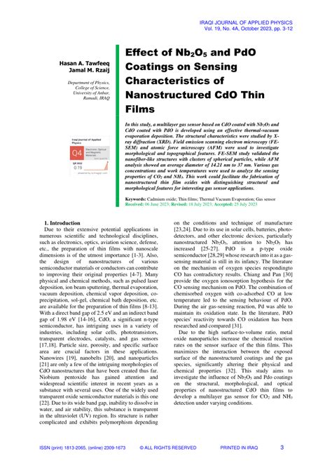 Pdf Effect Of Nb2o5 And Pdo Coatings On Sensing Characteristics Of Nanostructured Cdo Thin Films