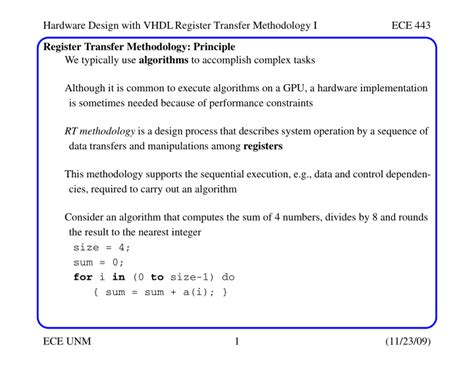 Ppt Hardware Design With Vhdl Register Transfer Methodology I Ece