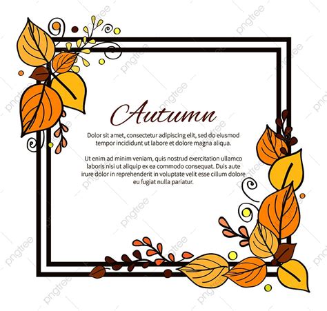가을 프레임 잎 벡터 일러스트 레이 션 선 골든 삽화 Png 일러스트 및 벡터 에 대한 무료 다운로드 Pngtree