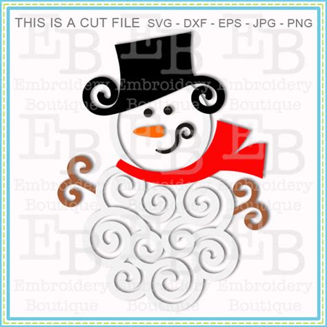 Swirly Snowman Svg Embroidery Boutique