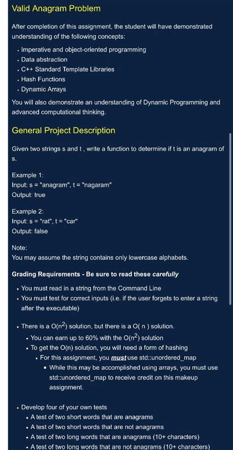 Solved Valid Anagram Problem After Completion Of This Chegg Com