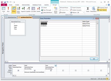 access 2010 query with parameter and sort stack overflow