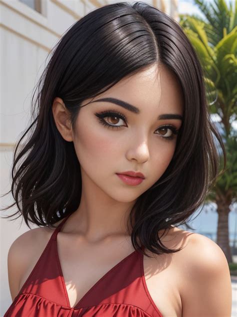 Face Of Beautiful Woman With Black Eyelash Black Eyeliner Red Blush
