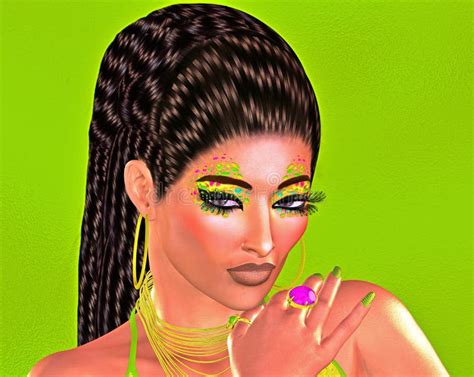 Close Up Fashion Hair And Face Of Woman Stock Illustration