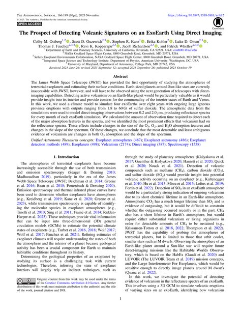 Pdf The Prospect Of Detecting Volcanic Signatures On An Exoearth Using Direct Imaging