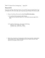 HW Pdf MSE Polymer Science And Engineering Spring Homework Due In Class On Friday