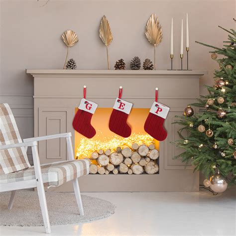 Harlier 7 Inch Red Knit Monogram Christmas Stockings Personalized