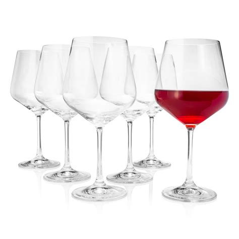 Sandra Large Red Wine Glasses Set Of 6 185 Oz Crystal Decor