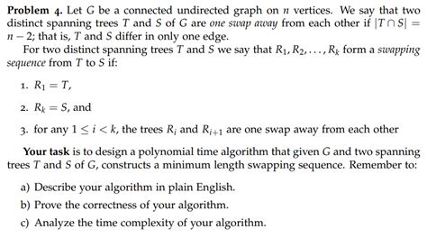 Solved Let G Be A Connected Undirected Graph On N Chegg