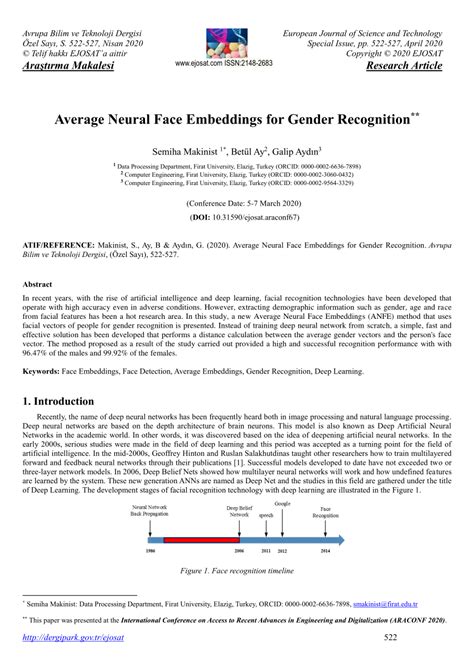 PDF Average Neural Face Embeddings For Gender Recognition