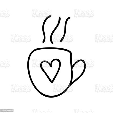귀여운 손으로 그린 낙서 간단한 컵 아이콘 과 마음 흰색 배경에 격리 벡터 스톡 일러스트레이션입니다 그리기에 대한 스톡 벡터 아트 및 기타 이미지 Istock
