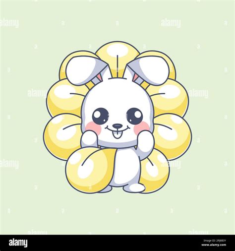 Cute Bunny Becomes Flower Cartoon Stock Vector Image And Art Alamy