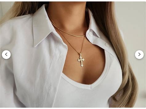 18k Gold Cross Necklace Gold Cross Necklace Women Waterproof Necklace