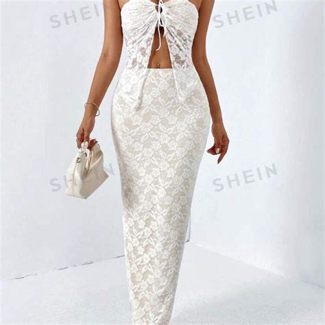 White Lace Two Piece Set Co Ord Lush Outfit Worn Depop