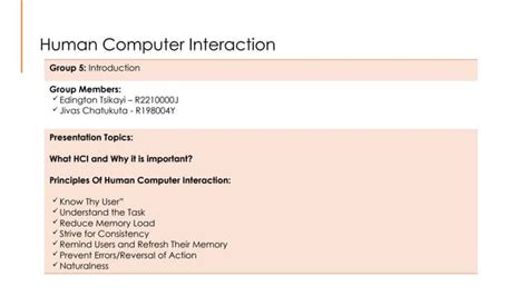 Human Computer Interaction Presentation Group 5 Pptx