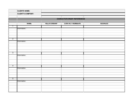 Character Reference Form Pdf