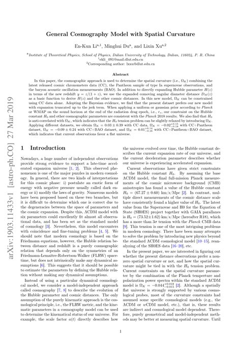 Pdf General Cosmography Model With Spatial Curvature