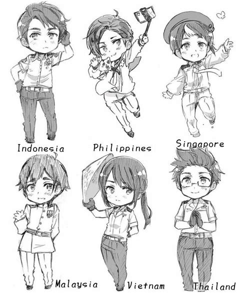 Some Anime Characters With Different Poses And Expressions