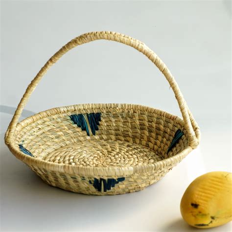Moonj Grass Fruit Basket Blue Orange Skies