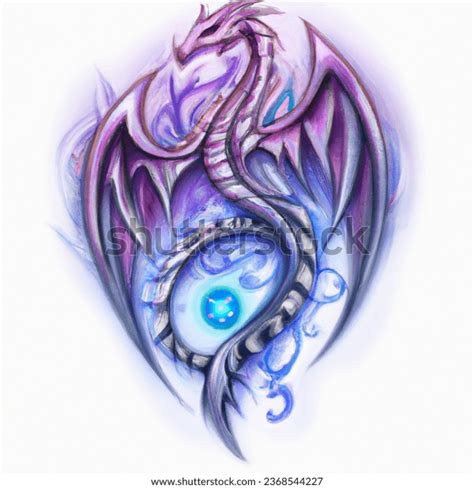 Neotraditional Tattoo Depiction Softly Feminine Dragon AI Generated Image Shutterstock