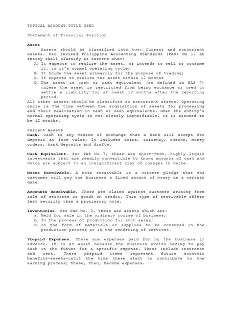 Typical Account Title Used 1 Pdf