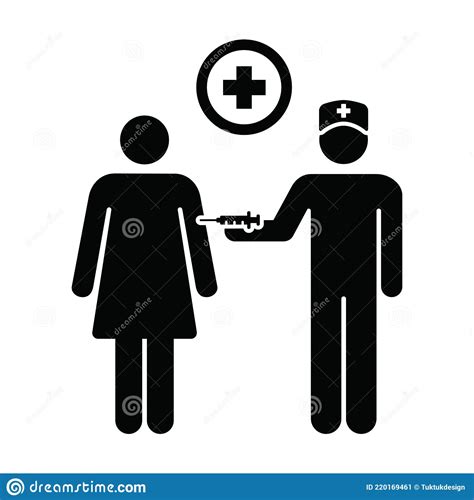 Vaccine Icon Vector With Injection Syringe Person Symbol For Virus