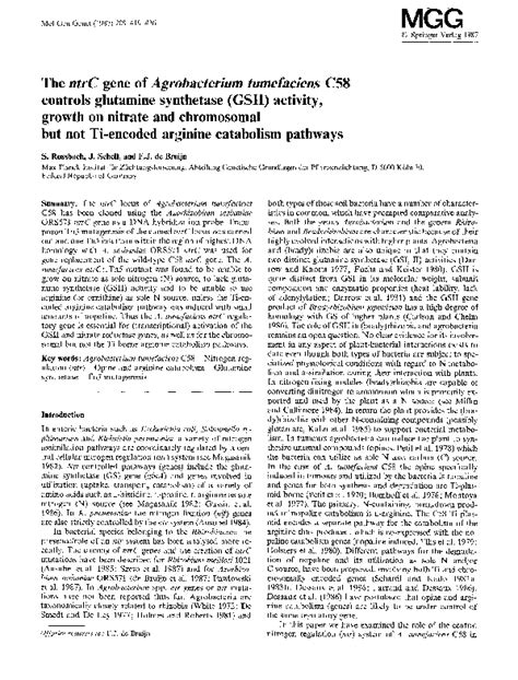 Pdf Characterization And Mapping Of The Agrocinopine Agrocin 84 Locus On The Nopaline Ti