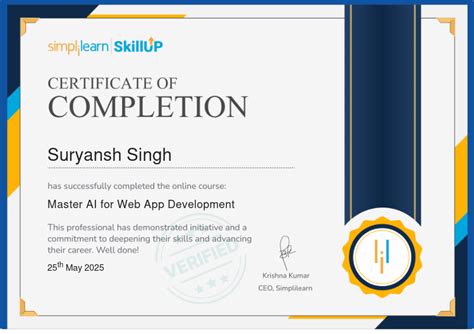 Suryansh Singh Has Successfully Completed The Master Ai For Web App Suryansh Rajput Singh