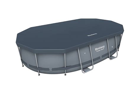 Bestway Power Steel Frame Pool Cover For Oval Grey 418 X 230 X 0 1 Cm