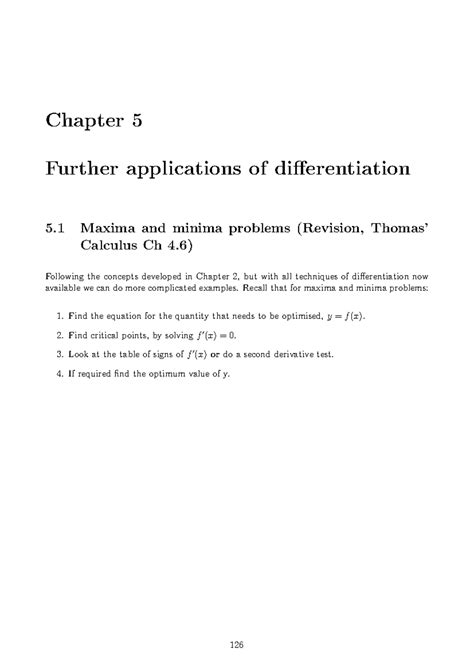 Chapter 5 Differention Chapter 5 Further Applications Of Differentiation 5 Maxima And Minima